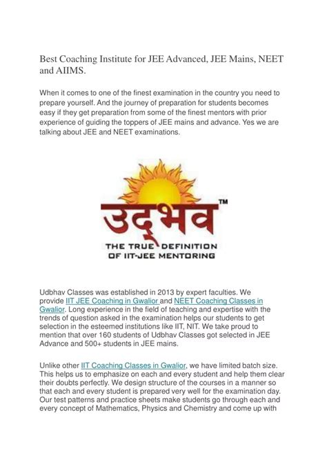 Ppt Best Coaching Institute For Jee Advanced Jee Mains Neet And
