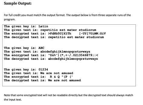 Solved Sample Output For Full Credit You Must Match The