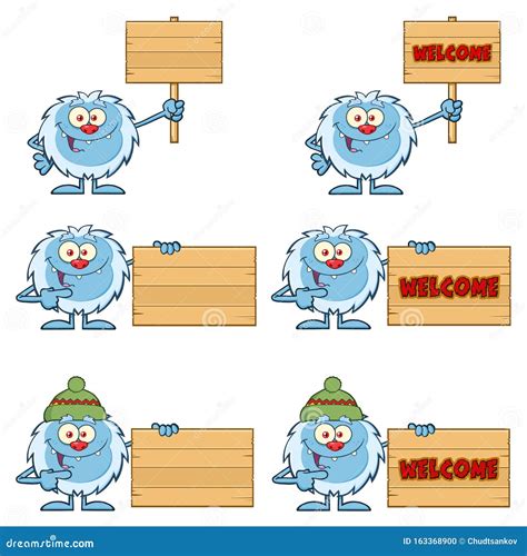 Cute Yeti Cartoon Mascot Character Set 7 Vector Collection Stock