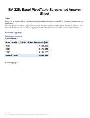 BA 325 Excel PivotTable Assignment Practice And DuPont Screen