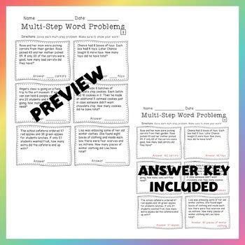 Multi Step Word Problem BUNDLE By Bright Skies Learning TPT
