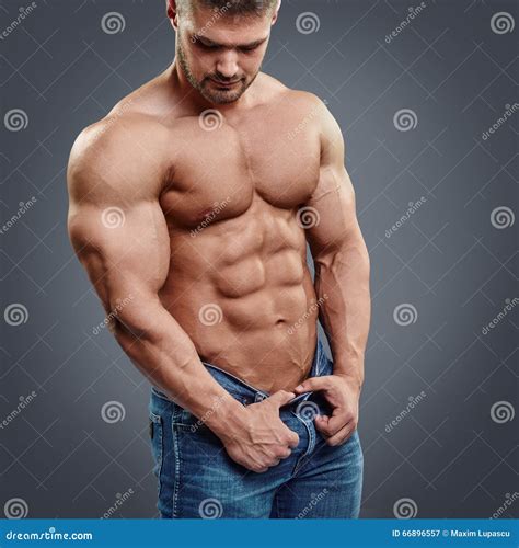 Strained Chest And Abs Stock Image Image Of Athletic 66896557