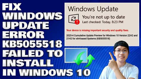 How To Fix Windows Update Error Kb5055518 Failed To Install In Windows 10 Youtube