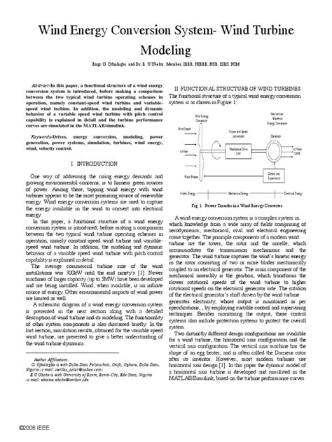 Wind Turbine Modelling 1 Pdf Wind Turbine Turbine