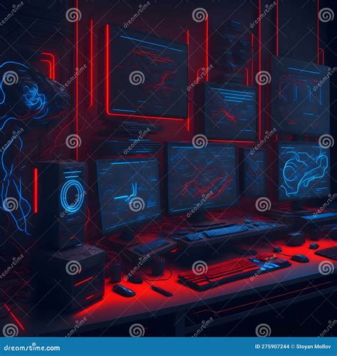 Hacker Control Room Screens Royalty Free Stock Image Cartoondealer