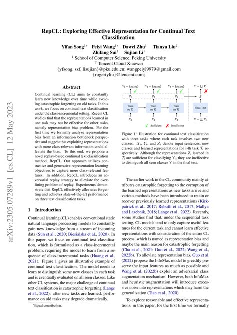 Pdf Repcl Exploring Effective Representation For Continual Text Classification