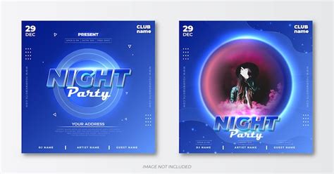 나이트 파티 소셜 미디어 게시물 프리미엄 벡터