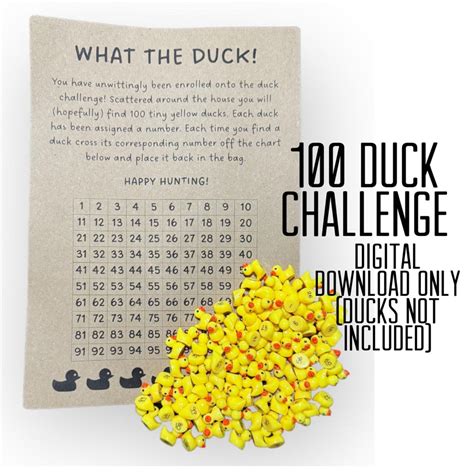 Digital Download Only 100 Duck Challenge Card Hide A Duck Card