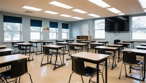 Empty Classroom Ready For Learning Stock Illustration Illustration Of Furniture Table 350417165