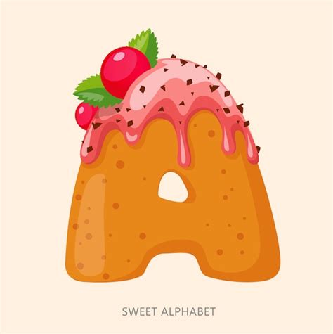Alfabeto De Dulces De Dibujos Animados Carta A Vector Premium