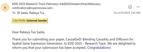 Kdd2025 Spatialtranscriptomics Causality Diffusionmodels Ai4science… Rabeya Tus Sadia