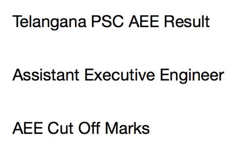 Tspsc Aee Result 2024 Cut Off Marks Merit List Assistant Executive Engineer