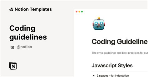 Coding Guidelines Template By Notion Notion Marketplace
