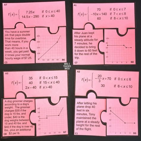 Piecewise Functions Puzzle Answer Key Printable Pdf Template