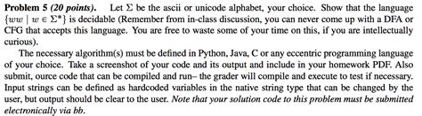 problem 5 20 points let be the ascii or unicode