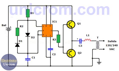Inversor 12 Vdc A 120 240 Vac Con 555 Circuito Muy útil Para Disponer De Un Voltaje Ac En