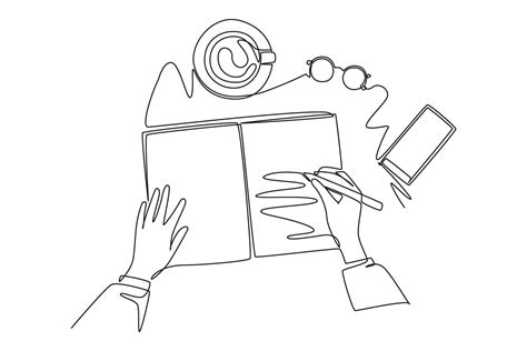 Single Continuous Line Drawing Hand Writing Gesture On A Piece Of Paper