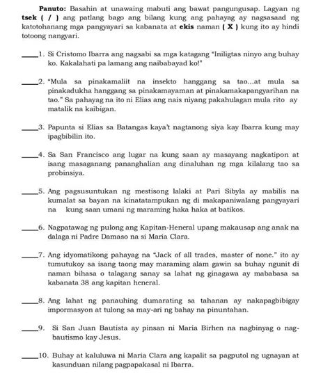 Panuto Basahin At Unawaing Mabuti Ang Bawat StudyX