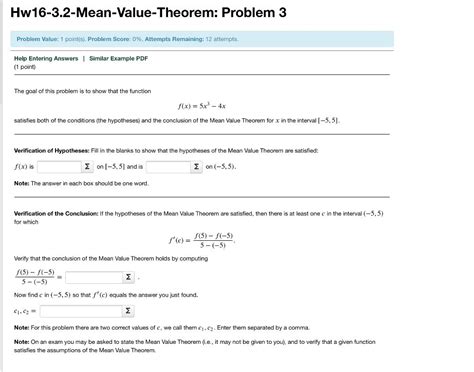 solved hw16 3 2 mean value theorem problem 3 problem value