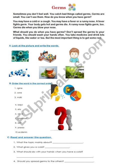 Germs Esl Worksheet By 88raikhan