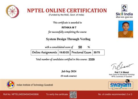 rithika m t on linkedin verilog digitaldesign nptel onlinecourses