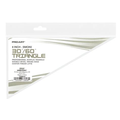 Pro Art Drafting Triangle Smoke 8 Inch With Ink Edge And Finger Lift 30 60 90 Triangle Tool For