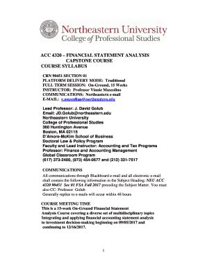 Fillable Online Cps Northeastern ACC 4320 FINANCIAL STATEMENT ANALYSIS