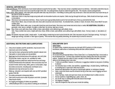 Uniform Code Infant Of Prague Catholic School