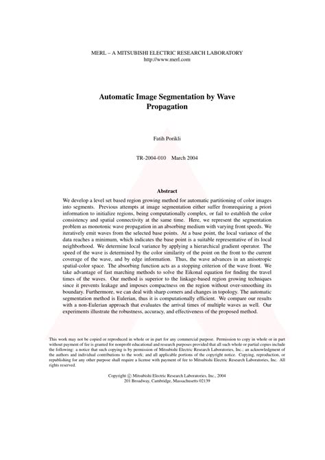 PDF Automatic Image Segmentation By Wave Propagation