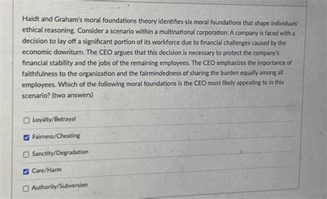 Haidt And Grahams Moral Foundations Theory
