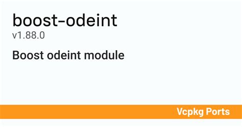 Boost Odeint V1880 Vcpkg Ports