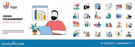 Crisis Management Concept With Character Situations Mega Set Bundle Of Scenes People Analisis