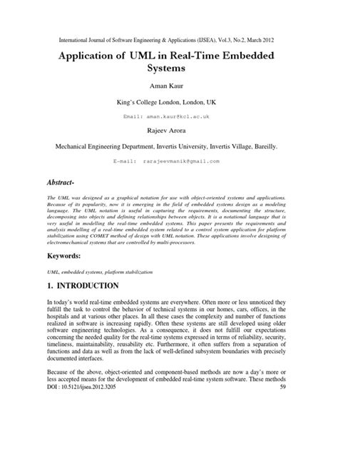 PDF Application Of UML In Real Time Embedded Systems DOKUMEN TIPS