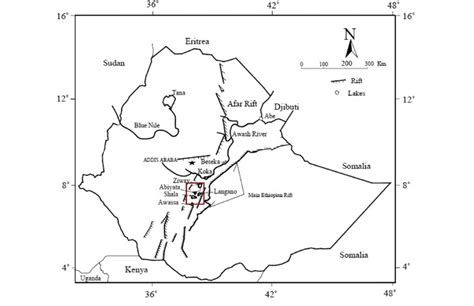 Location Of The Main Ethiopian Rift Red Frame Includes The Study Area