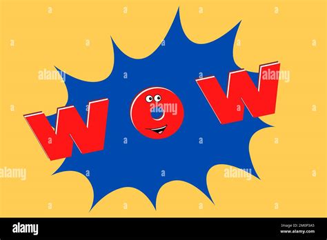 Wow Expression With A Happy Cartoon Face Stock Photo Alamy
