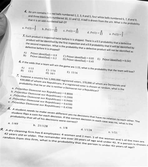 solved 4 an urn contains five red balls numbered 1 2 3 4