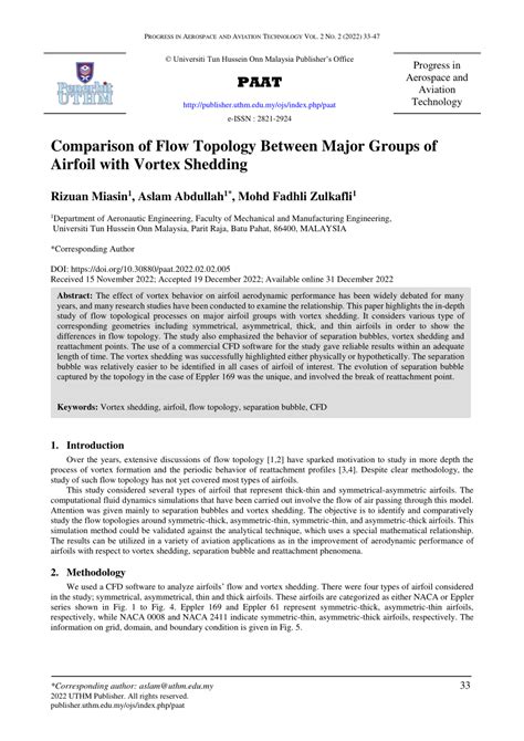 Pdf Progress In Aerospace And Aviation Technology Comparison Of Flow