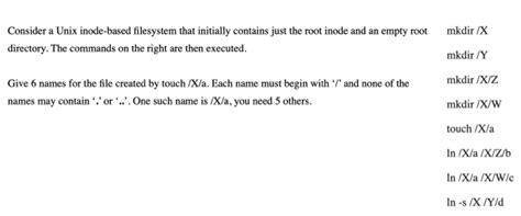 Solved Mkdir X Consider A Unix Inode Based Filesystem That Chegg