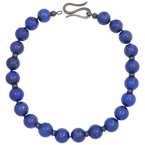 Lapis Lazuli Necklace With Silver And Gold Vermeil At 1stdibs