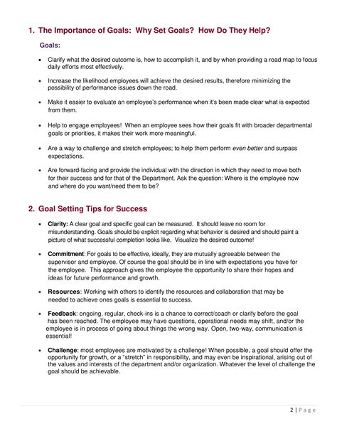 Employee Goal Template