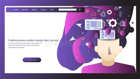 Human Head Illustration Creative Process Modern Design Idea Concept Vector Infographic Template