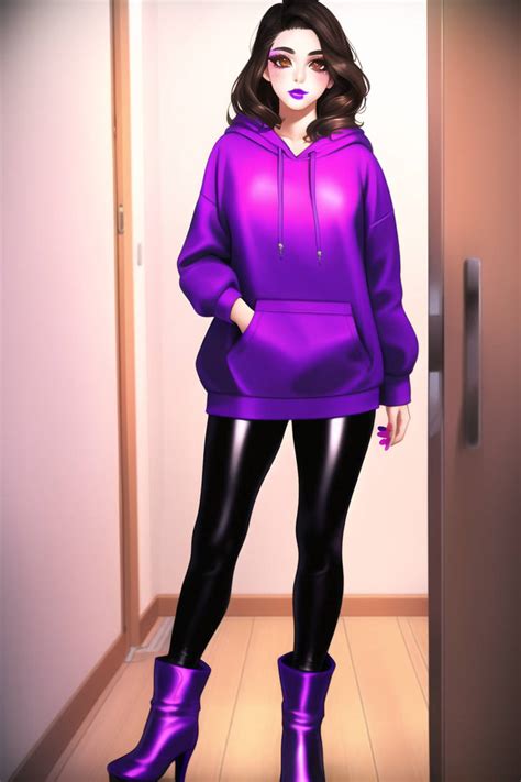 Brown Hair Brown Eyes Black Latex Tights Purple By Varm209 On Deviantart