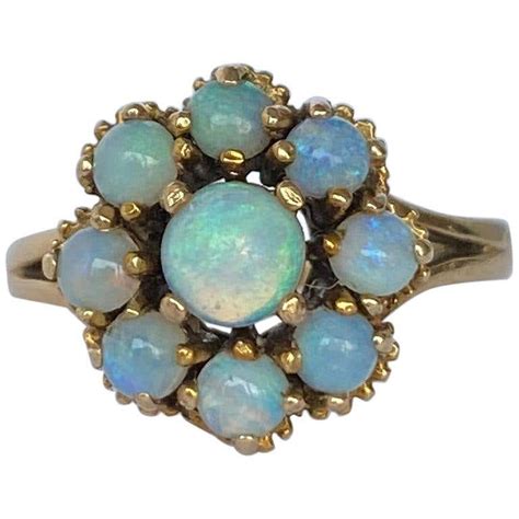 Vintage Opal And 9 Carat Gold Cluster Ring At 1stdibs Vintage Opal