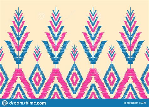 Abstract Ethnic Ikat Background Geometric Seamless Pattern In Tribal