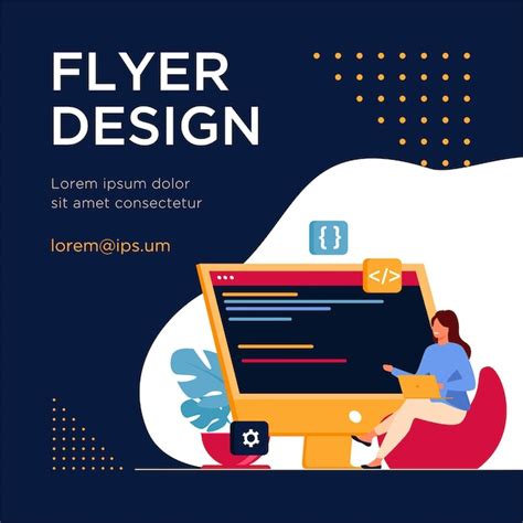 Free Vector Young Tiny Girl Sitting And Coding Via Laptop