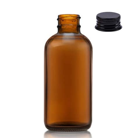 30ml 1 Oz Amber Boston Round Bottles W Black Metal Cap