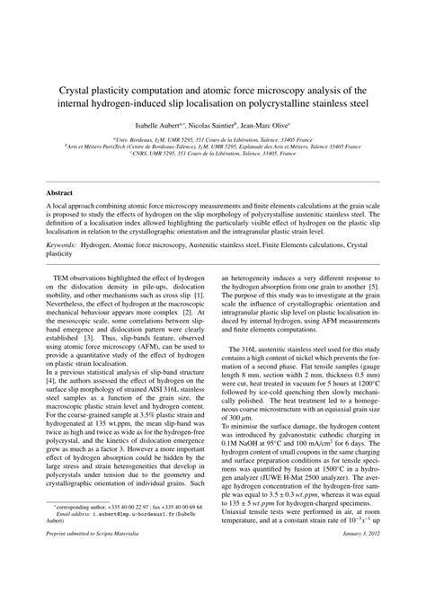 Pdf Crystal Plasticity Computation And Atomic Force Microscopy Analysis Of The Internal