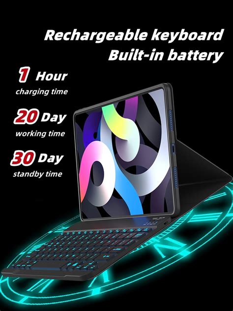 NIXXOS For IPad Case With Backlit Keyboard LED 7 Light Colors Bluetooth Magnetic Keyboard Case