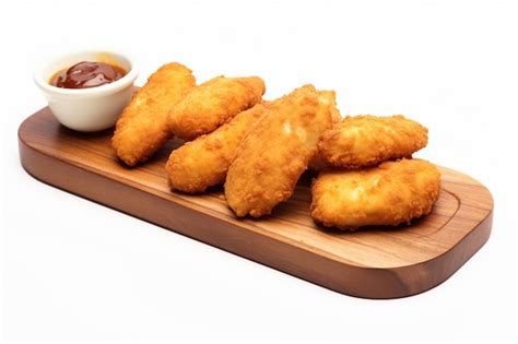 Premium Ai Image Wooden Board With Chicken Nuggets