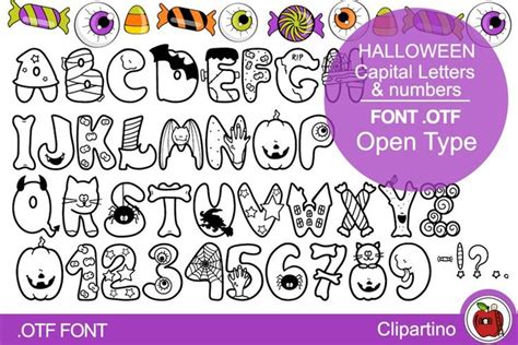 Halloween Font Open Type Capital Letters Numbersdoodle Font Fonts